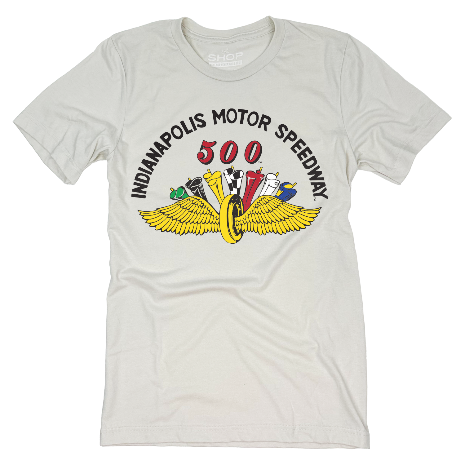 IMS Wing & Wheel Flags Retro Oatmeal | Indianapolis Motor Speedway ...
