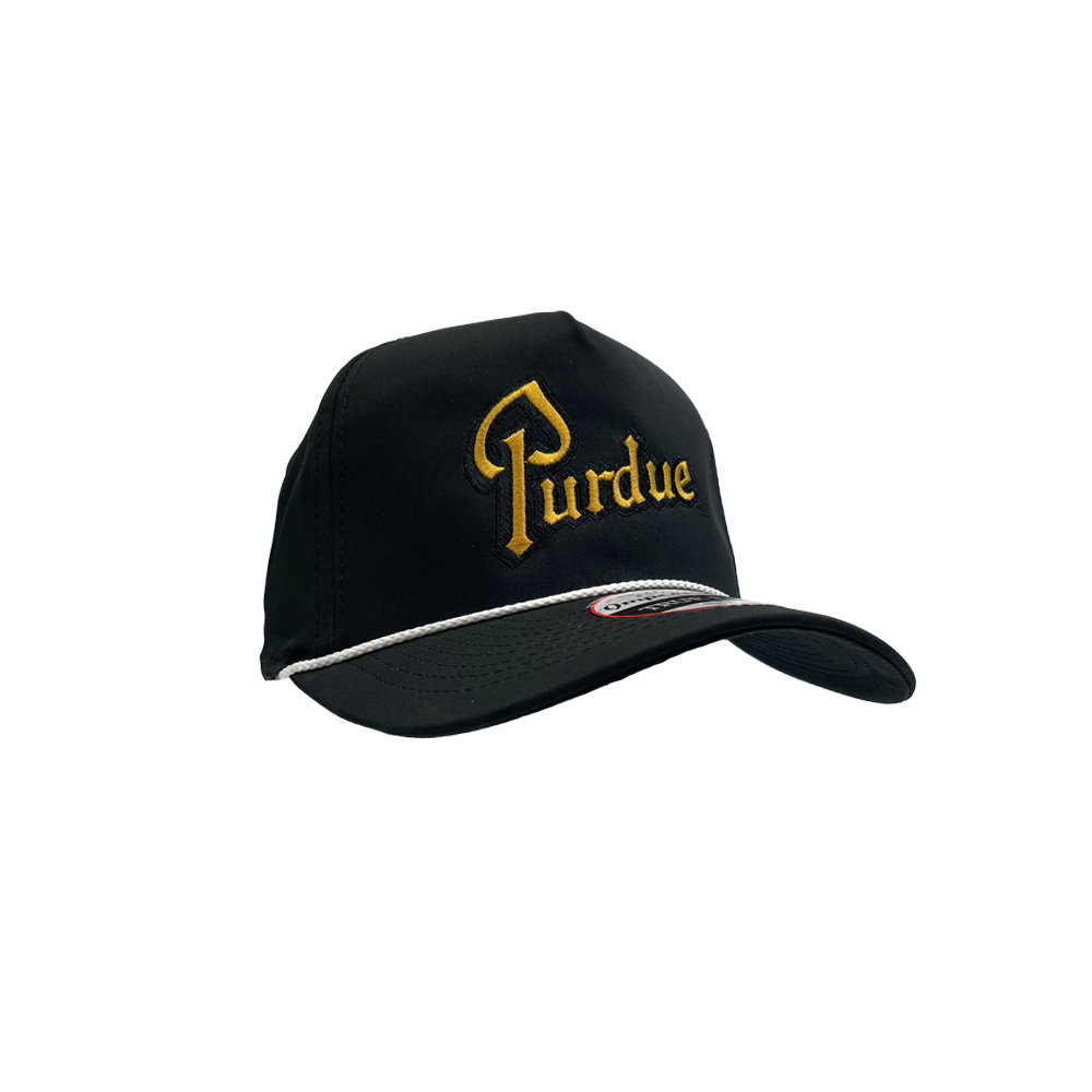 Purdue Drum Script Rope Hat Black | Purdue University